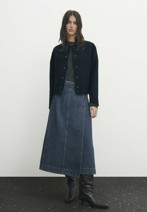 s.Oliver MIT HIGH-RISE-BUND - Jeansrock - anthrazit - Zalando.ch