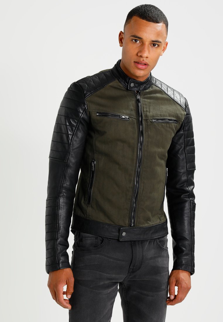 Be Edgy ANDY - Leather jacket - khaki - Zalando