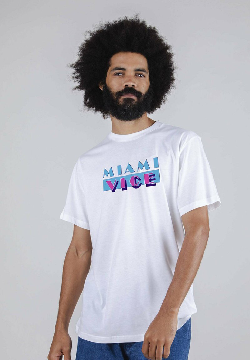 Brava Fabrics MIAMI VICE LOGO - Tričko s potlačou - white/biela ...