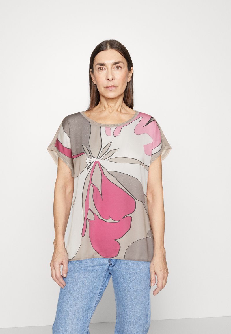 Expresso FLOWER PANEL - Print T-shirt - stone/multi-coloured - Zalando.de