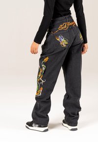 Ed Hardy CRAWLING DRAGON - Jeans Relaxed Fit - washed black/sort ...