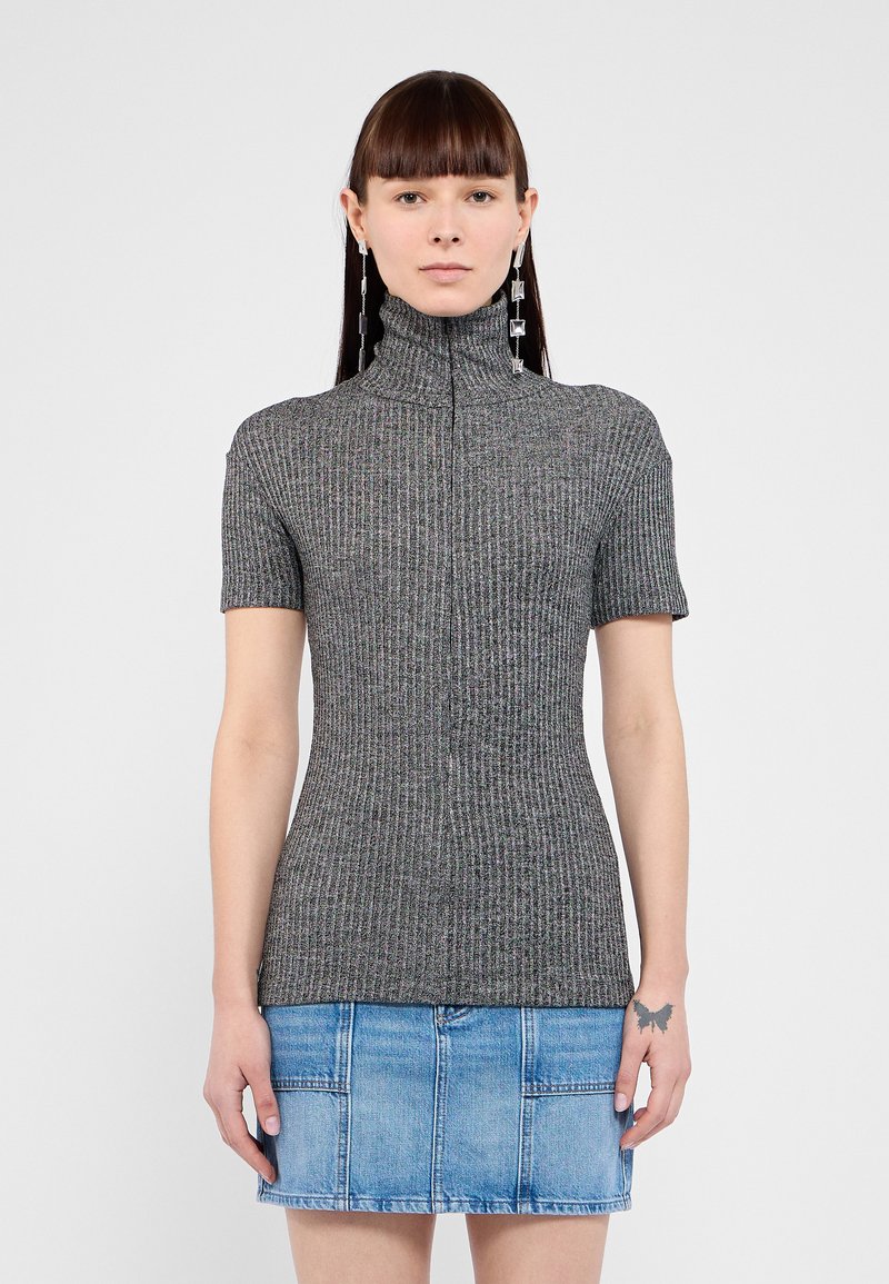 BITE Studios ZIP TURTLE - Osnovna majica kratkih rukava - black/white/sivo - Zalando.hr