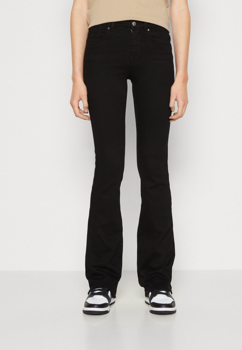 ONLY ONLPOWER MID PUSH UP SWEET - Flared-farkut - black denim/musta ... ONLY ONLPOWER MID PUSH UP SWEET - Flared-farkut - black denim/musta ...