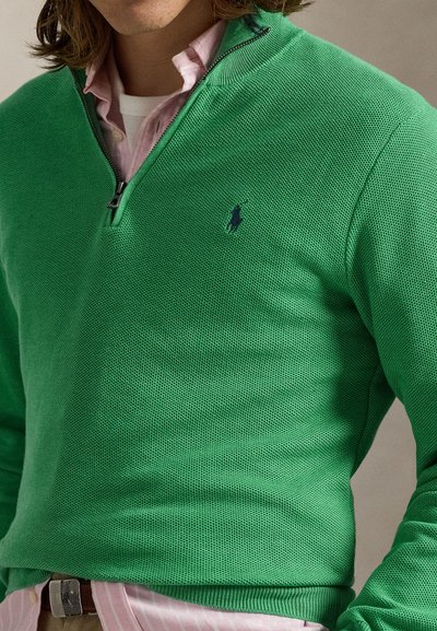 Polo Ralph Lauren MESH KNIT COTTON QUARTER-ZIP SWEATER - Jumper - palm ...