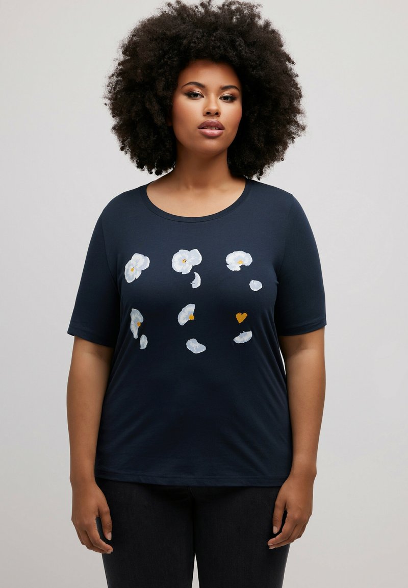 Ulla Popken T Shirt Print Bleu Marineanthrazit Meliert Zalandode
