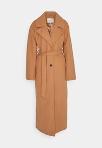 YAS Tall YASEMMA LONG BUTTON COAT - Klasikinis paltas - tobacco brown/kupranugario kailis ...