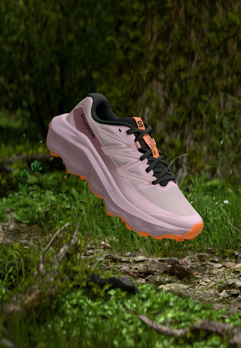 Salomon ULTRA FLOW 2 - Trail running shoes - dawn pink/black/nectarine ...