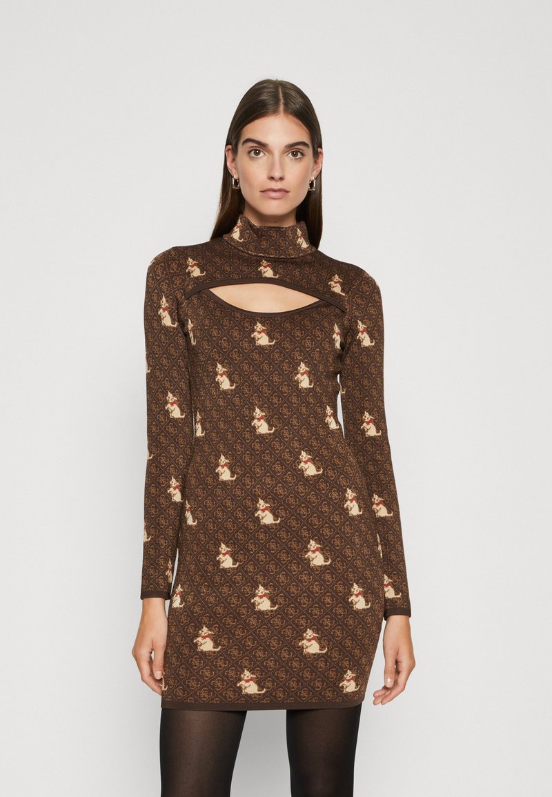 Guess QUATTRO KITTY CUT OUT DRESS - Etuikjole - brown/brun - Zalando.no