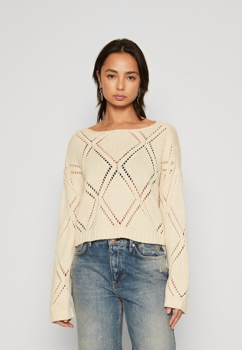 Vero Moda Petite VMVALO BOATNECK - Jumper - birch/off-white - Zalando.ie