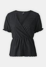 Vero Moda VMULRIKKE BRODERIE ANGLAIS - T-Shirt print - black/schwarz ...