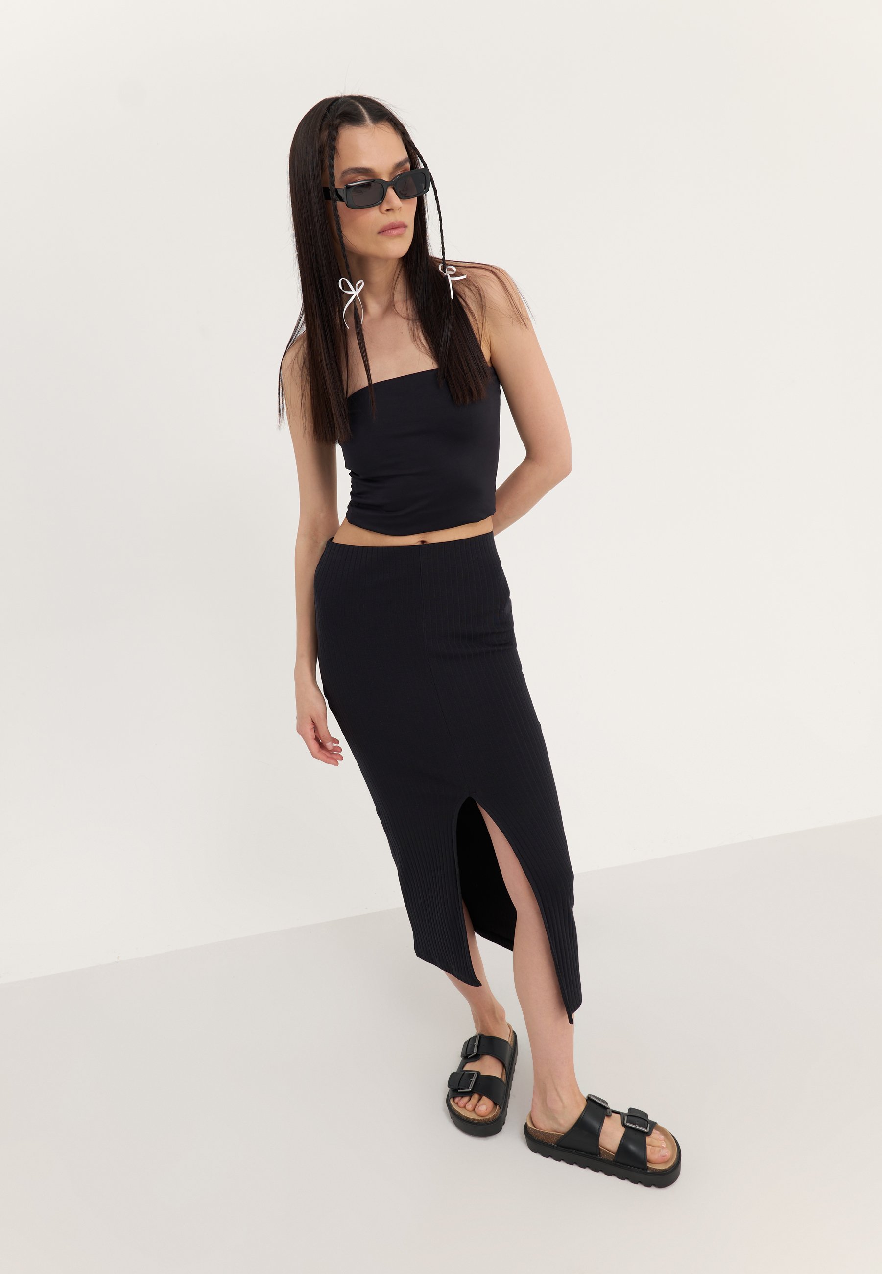 Even Odd 2 PACK Pencil skirt black khaki black Zalando
