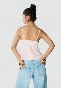Bershka STRAPPY RUFFLED - TOP 01228134 - Top - light pink/lys pink ...
