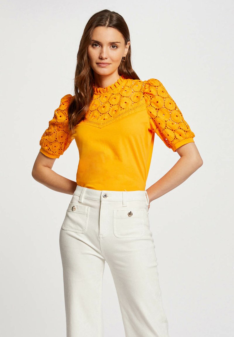 Morgan Short Sleeved T Shirt Imprimé Orange Jaune Zalando Fr