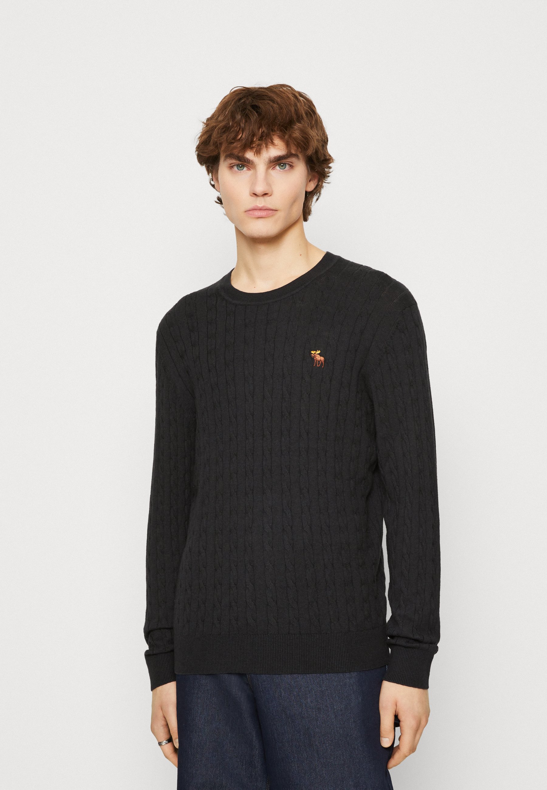 Abercrombie & Fitch ICON CABLE CREW - Strickpullover - black/schwarz ...