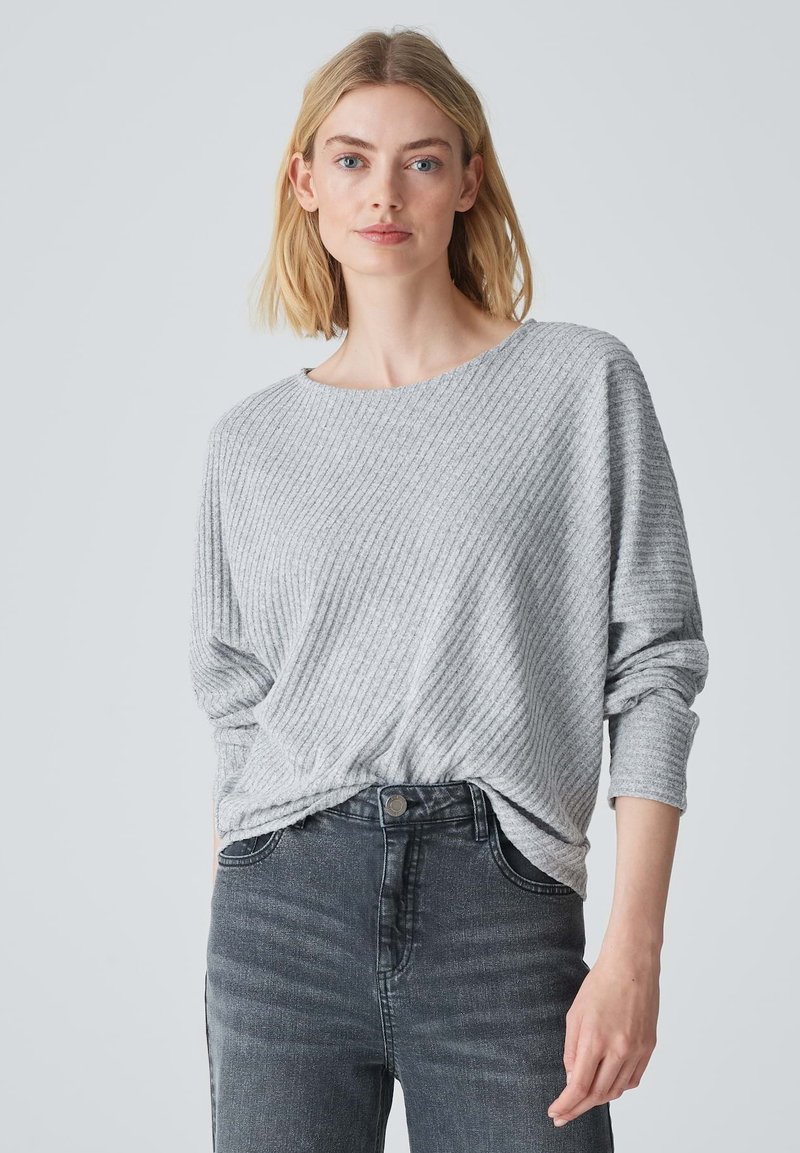 OPUS SAKIM - Langarmshirt - hazy fog melange/grau - Zalando