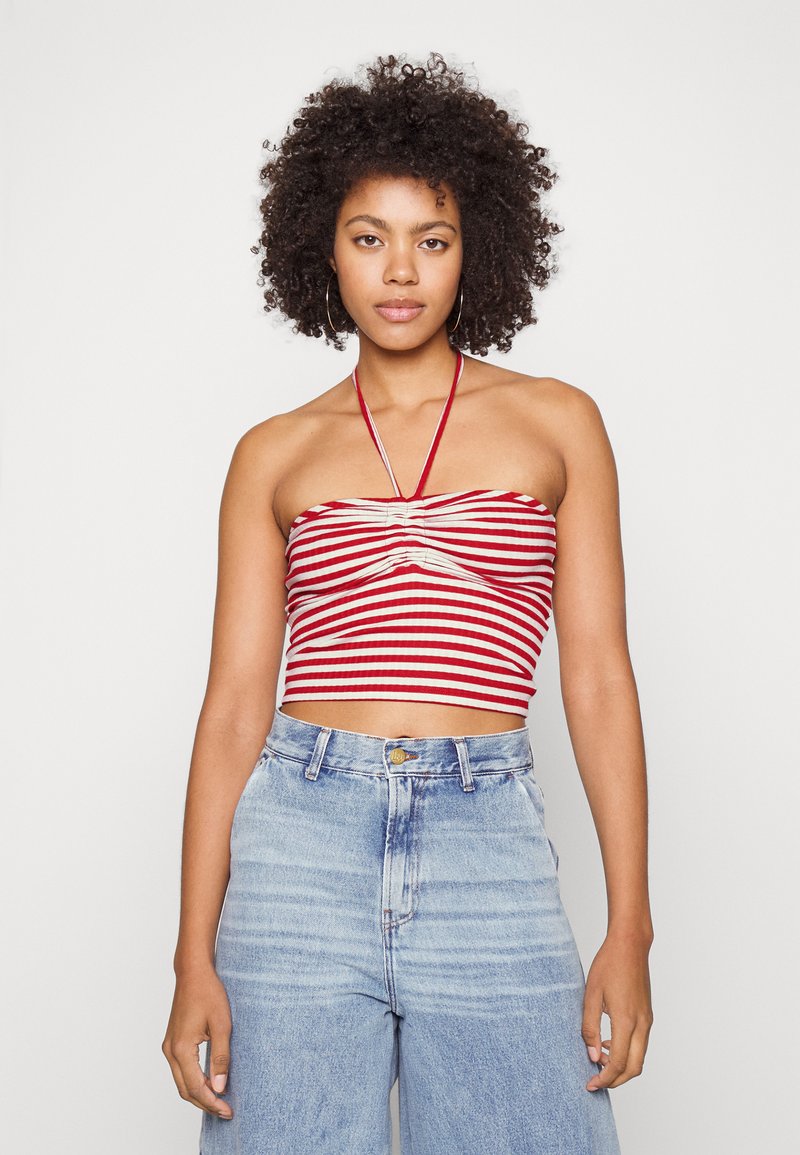 Pieces PCLAYA CROPPED TIE TUBE - Top - high risk red/bright white/rojo ...