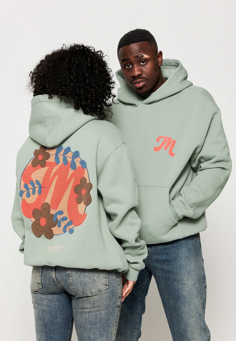 Multiply Apparel M FLORAL - Kapuzenpullover - liiy pad soda washed/grün ...