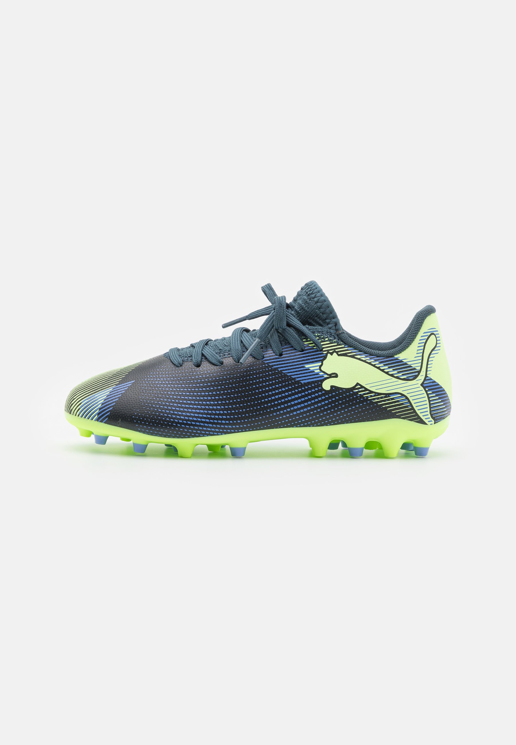 Puma FUTURE 7 PLAY MG JR UNISEX Moulded stud football boots gray skies elektro purple fizzy apple white grey Zalando
