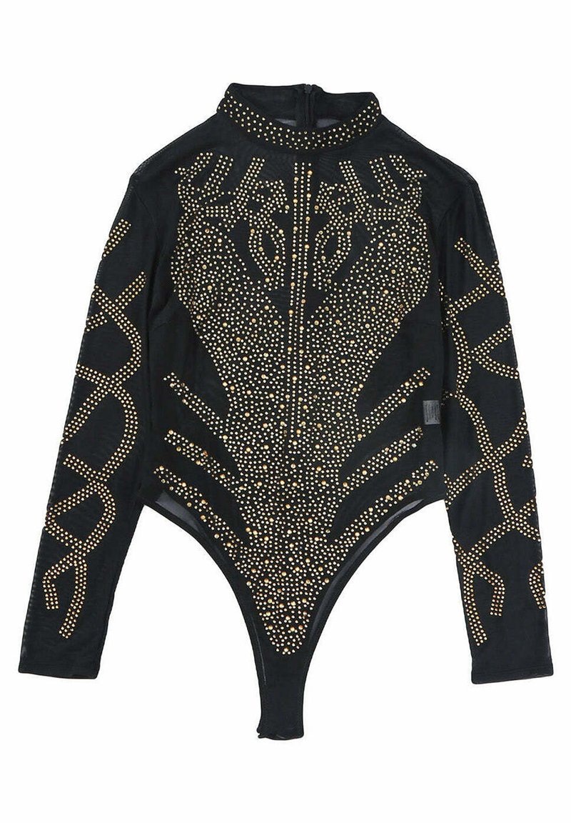 Organza Lingerie Langarmbody mit Glitzer Strasssteinen - Body - schwarz ...