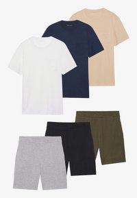 Pier One SET 3 PACK - Pyjamas - white/navy/humus/mid grey marl/black ...