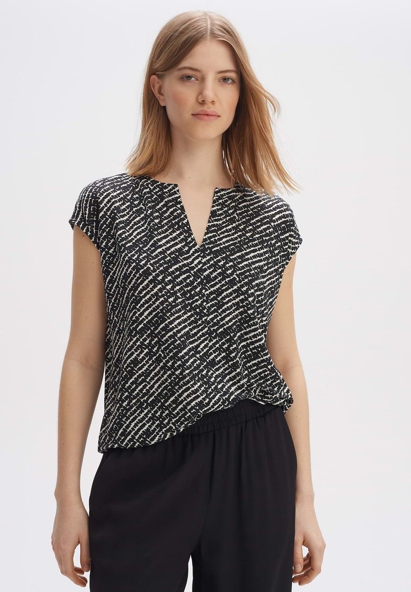 Opus SANDEO SHADOW - T-Shirt print - black/schwarz meliert - Zalando.de