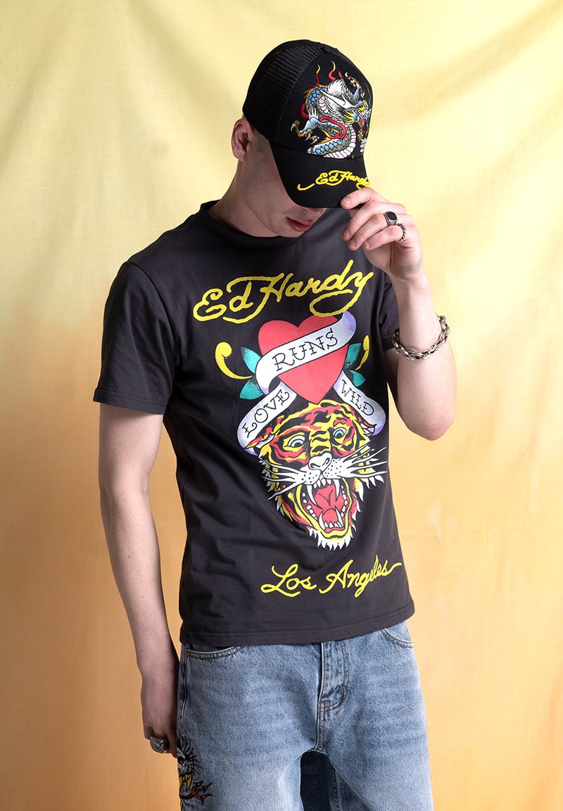 Ed Hardy DRAGON TWILL FRONT MESH TRUCKER - Lippalakki - black black ...