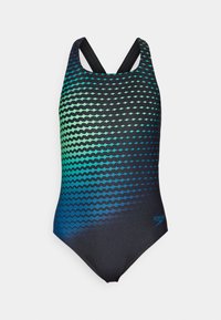 Speedo WOMENS DIGITAL PRINTED MEDALIST - Swimsuit - black/dark teal ...