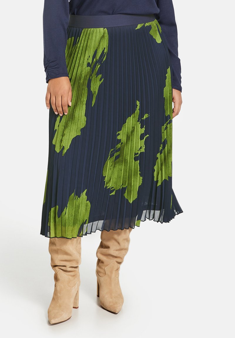 Samoon MIT GUMMIBUND - A-Linien-Rock - dark lake blue gemustert ...