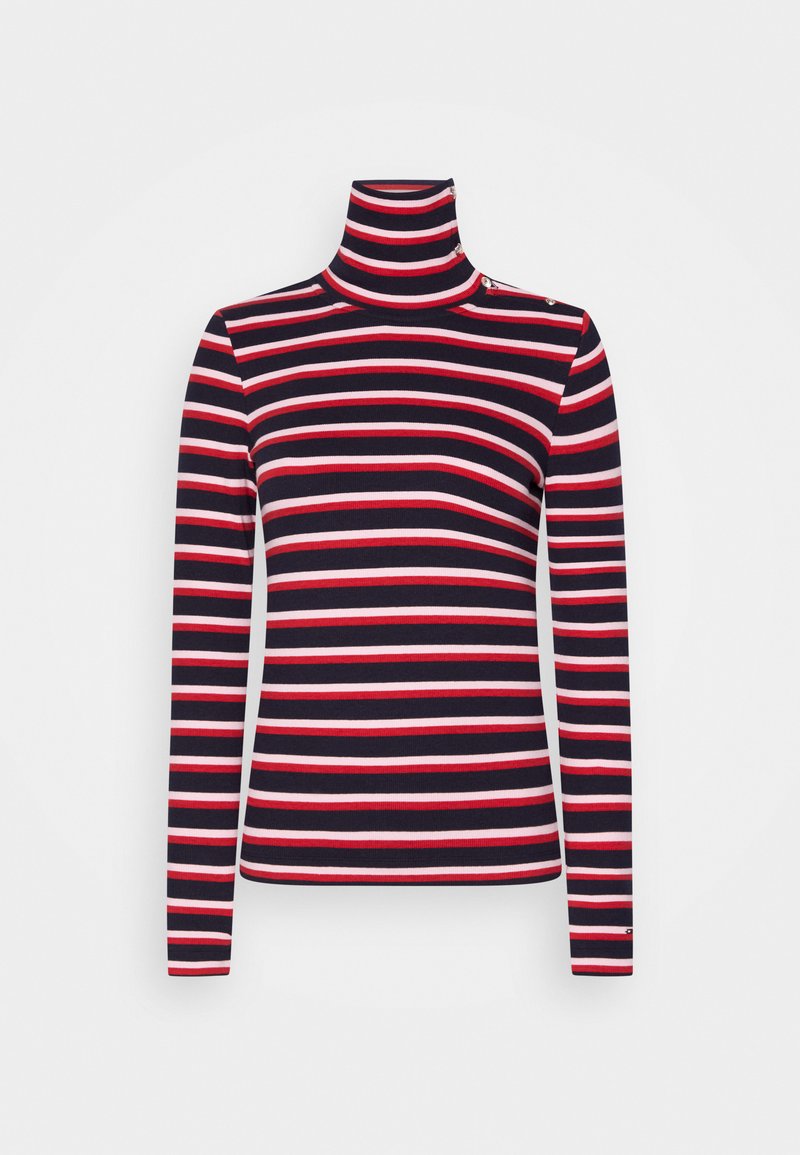 Tommy Hilfiger SLIM BUTTON ROLL-NECK - Long sleeved top - pink/pink ...