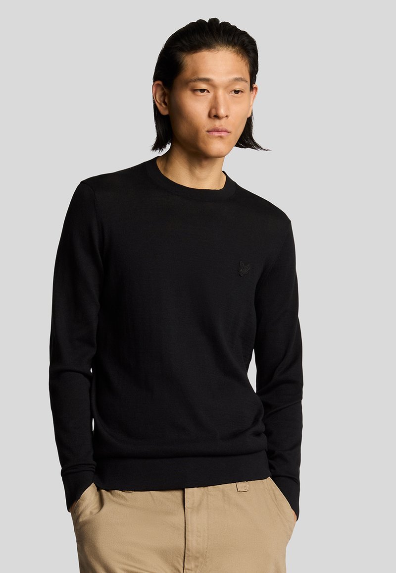 Lyle & Scott MID TONAL SUPERFINE CREW NECK - Maglione - z jet black ...