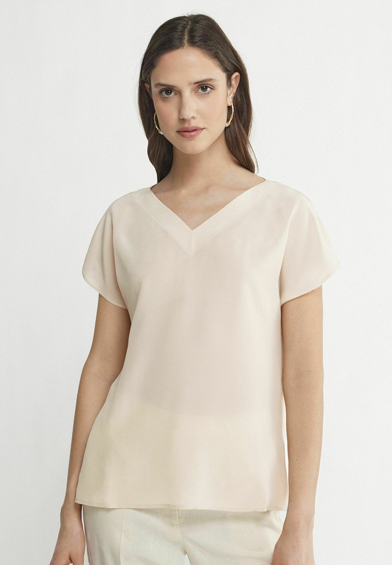 Falconeri Bluse - natürlich light mother of pearl grey/beige-meliert ...