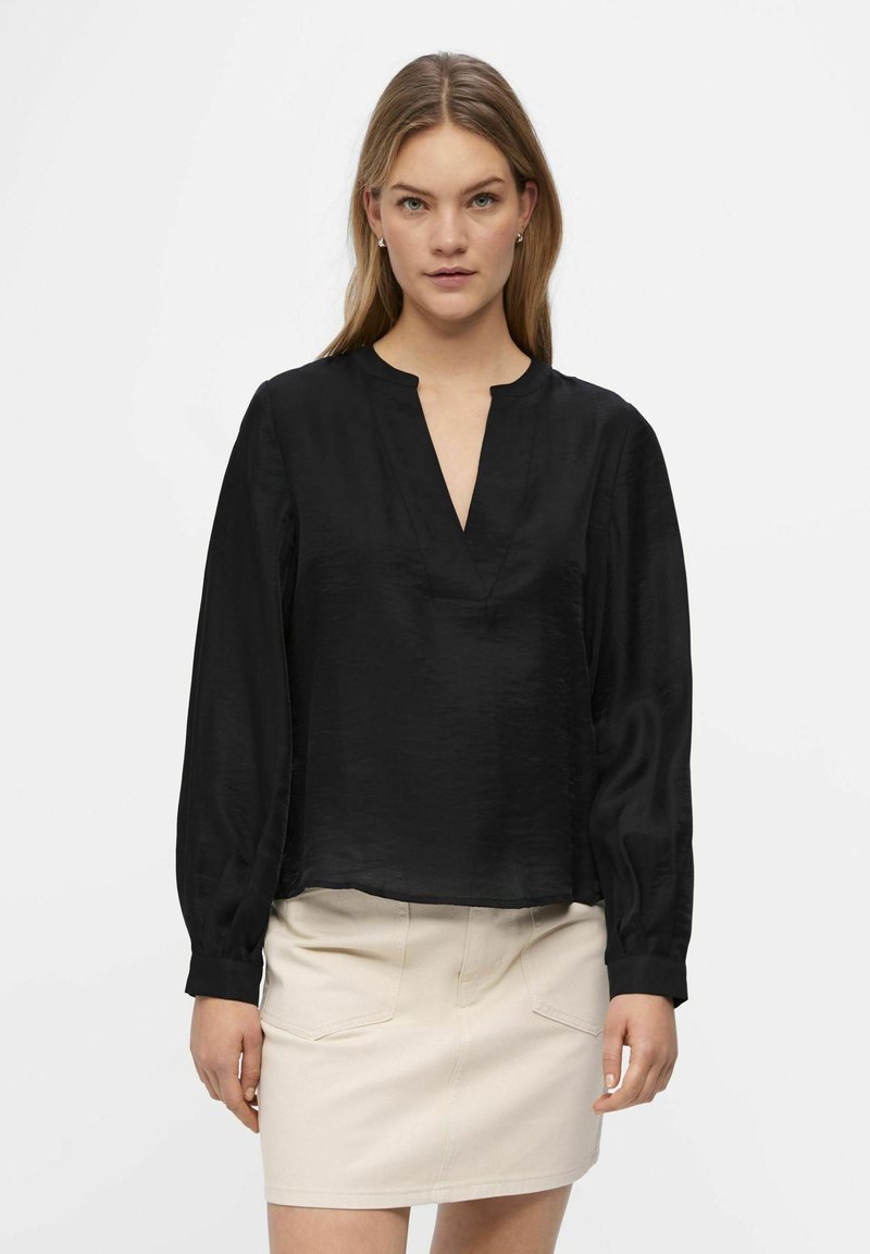 Object GLÄNZENDE - Bluse - black/sort - Zalando.dk