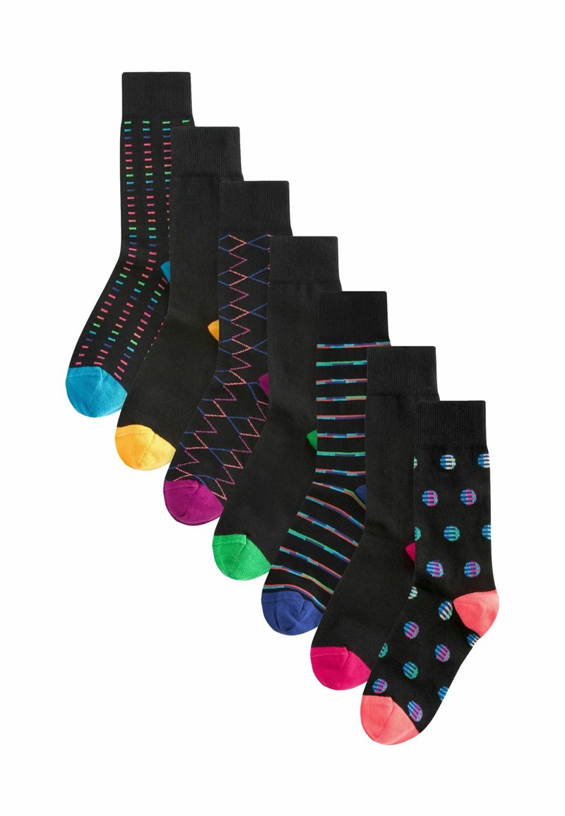 Next SOCKS SEVEN PACK - Sokken - black colour pop stripe geo/zwart ...
