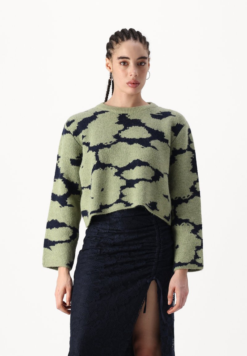 Edwin GILL - Strikkegenser - navy/sage/mørkeblå - Zalando.no