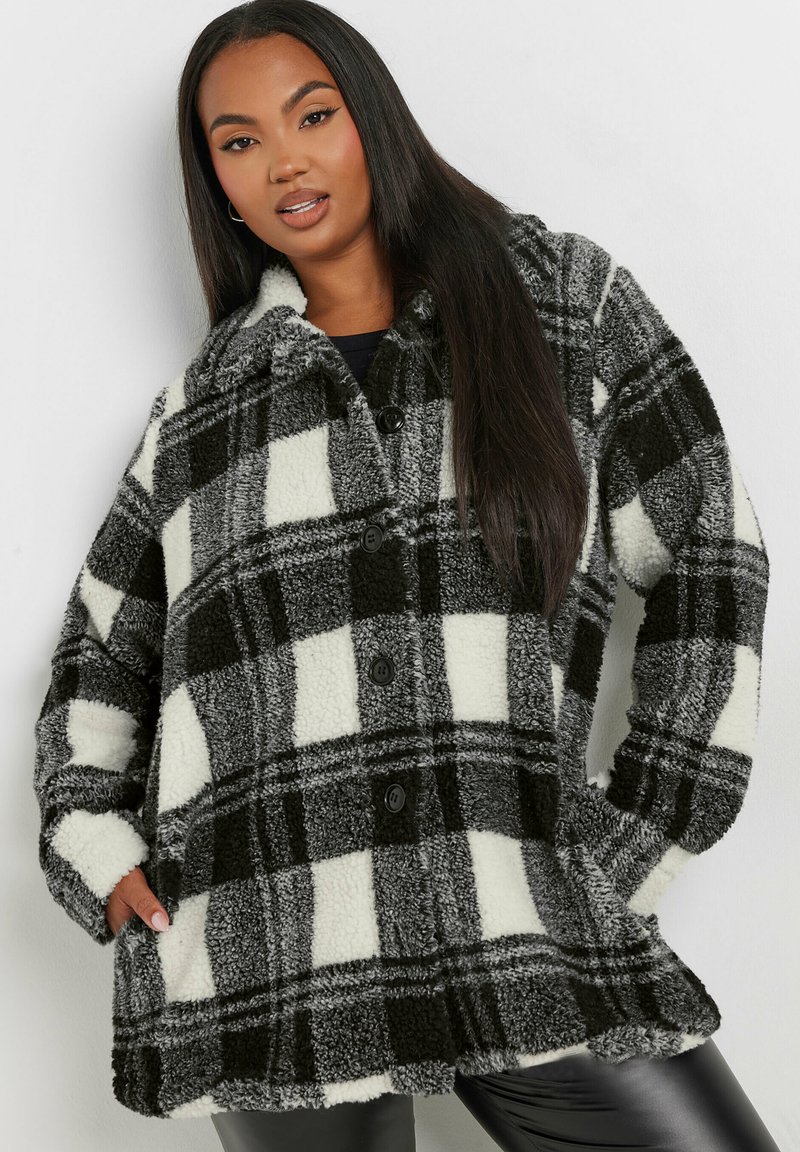 Yours Clothing CHECKED - Winter coat - black/anthracite - Zalando