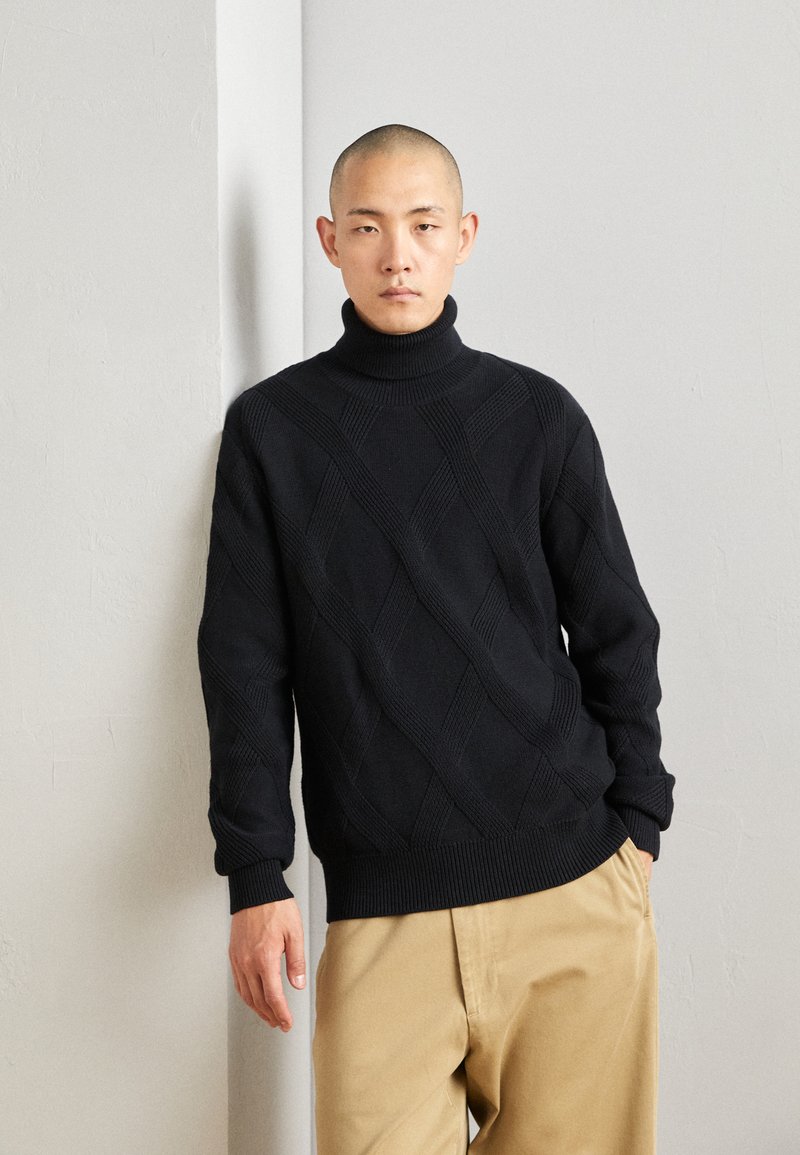 Lindbergh ROLLED NECK STRUCTURE - Jumper - black - Zalando.co.uk