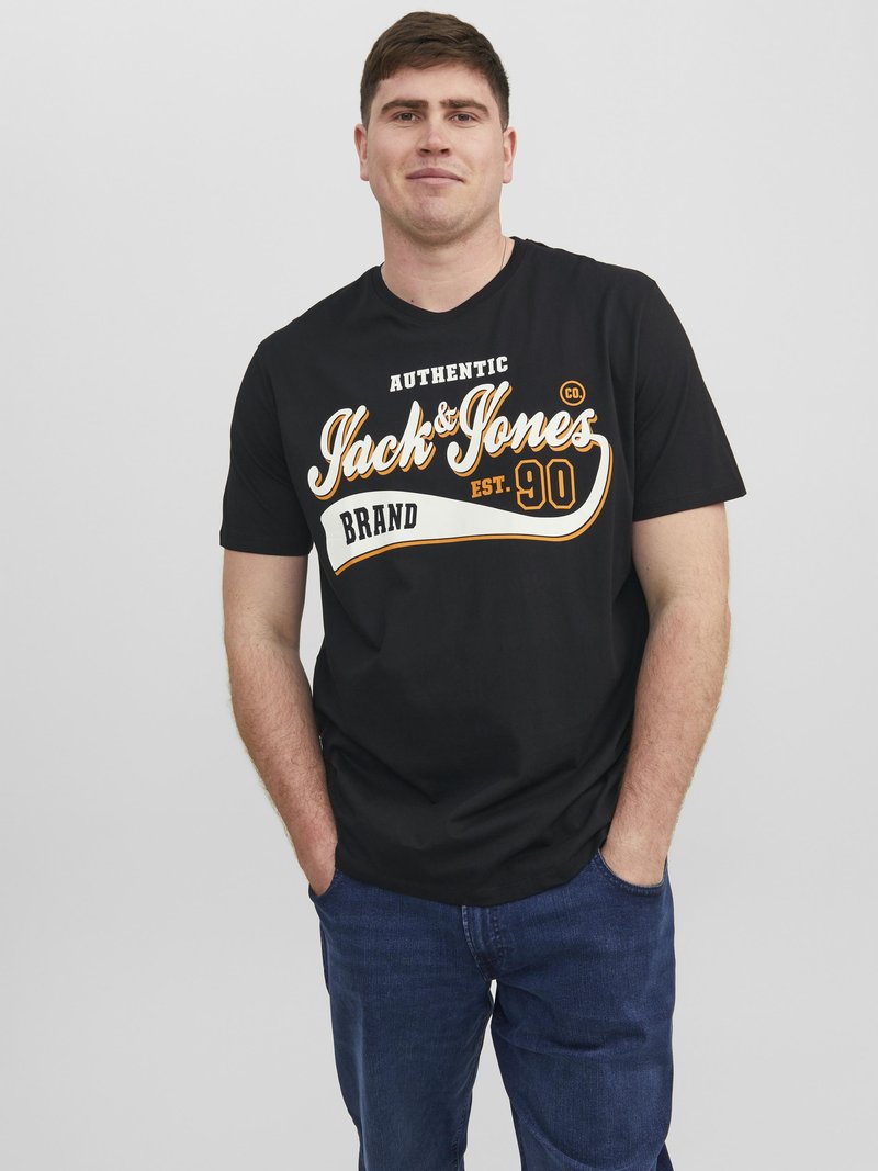 Jack & Jones JJELOGO TEE O-NECK - T-Shirt print - black/schwarz ...