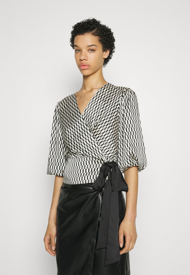LIU JO WRAP AROUND CUBES - Blouse - Black, White/black - Zalando.ie