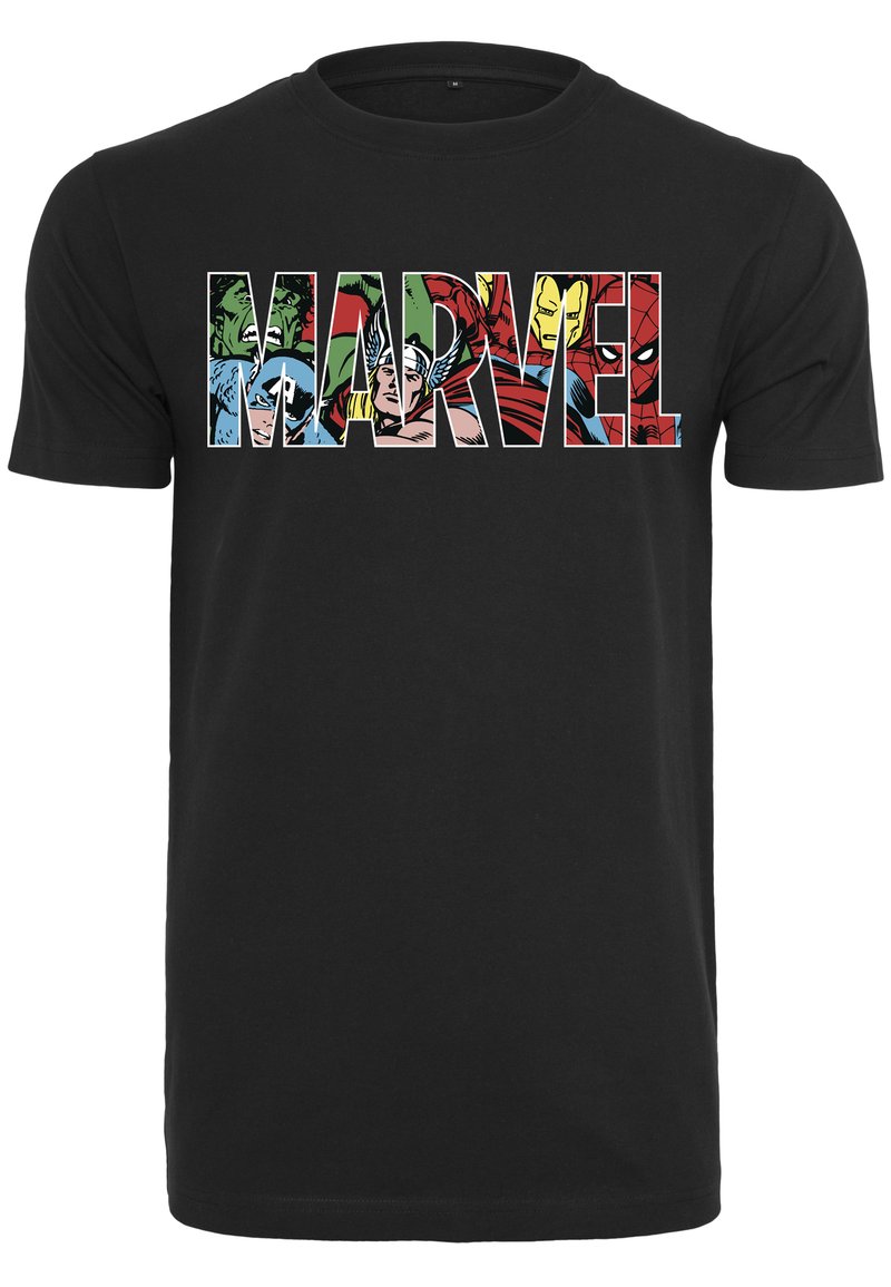 Mister Tee MARVEL LOGO CHARACTER TEE - Print T-shirt - black - Zalando.ie