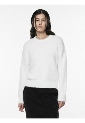 Pieces MILO LS KAC FC - Pullover - cloud dancer/blanc - ZALANDO.FR