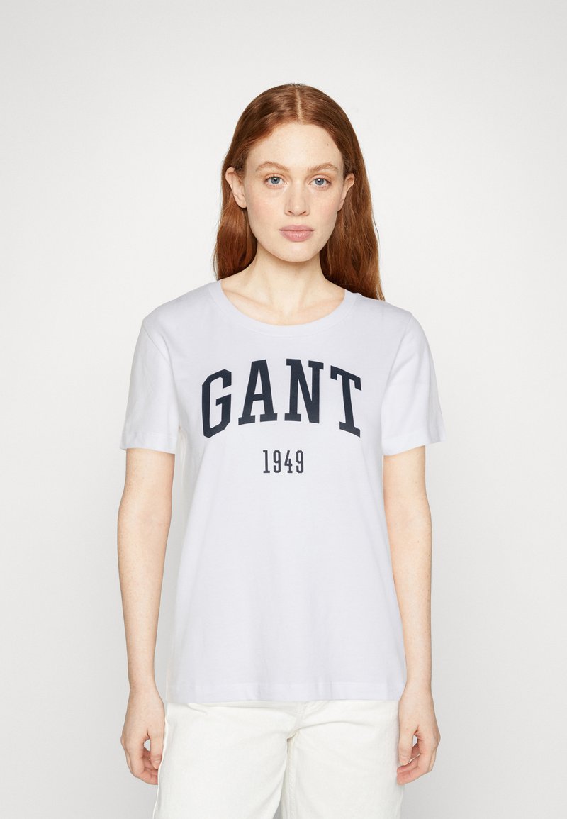GANT LOGO - T-shirt med print - white/vit - Zalando.se