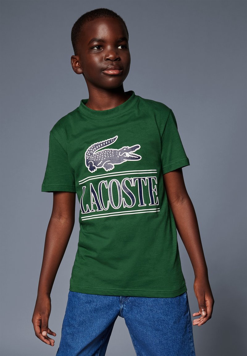 Lacoste TEE BIG CROCO AND SCRIPT - Print T-shirt - green/dark green - Zalando.co.uk
