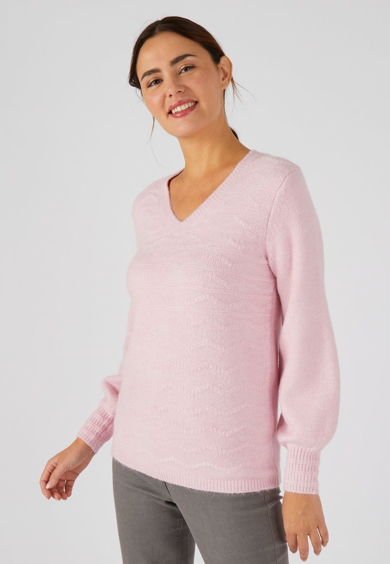 Damart CHAUD COL V - Pullover - rose dragée/rose - ZALANDO.FR