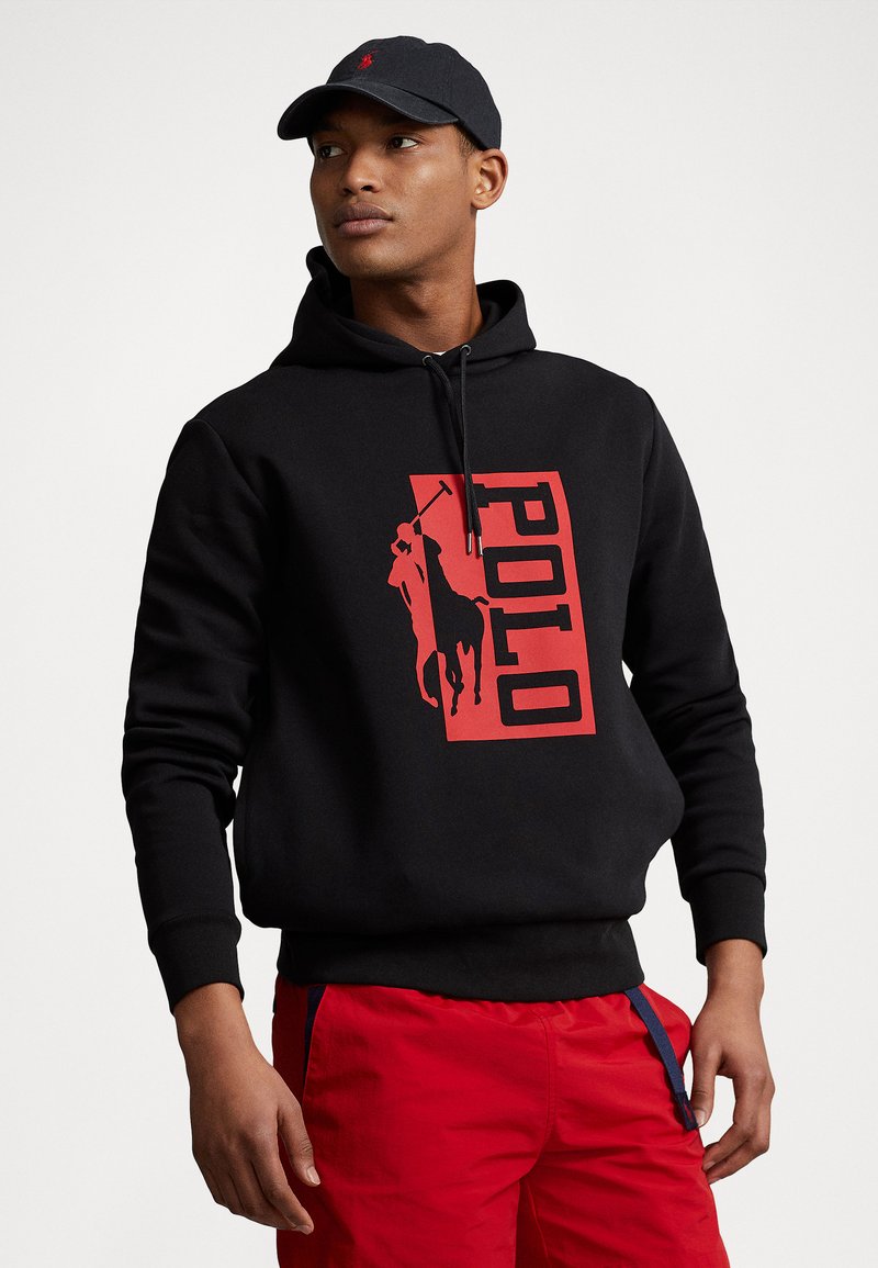 Polo Ralph Lauren HOOD LONG SLEEVE - Jersey con capucha - black/negro ...