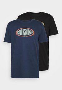 Quiksilver OVAL SCRIPT 2 PACK - T-Shirt print - black/naval/schwarz ...