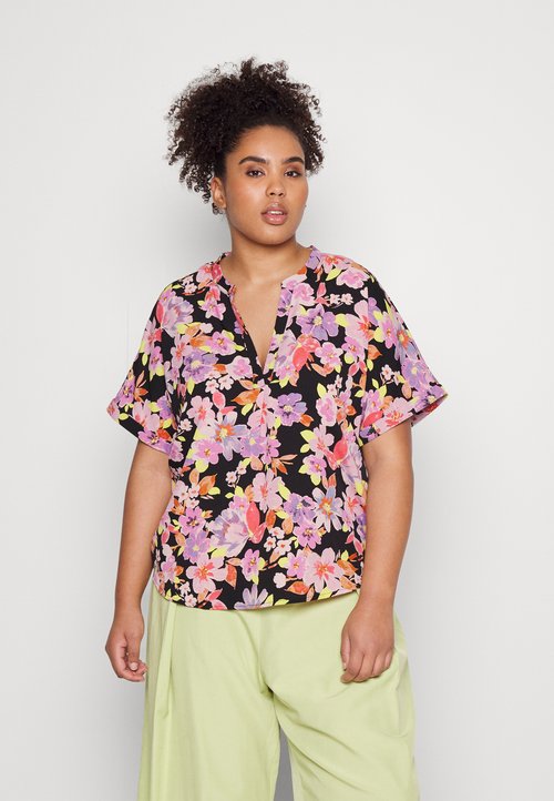 Object Curve OBJLIMONE TOP - Bluse - hot coralaop/flowers/rot - Zalando.ch