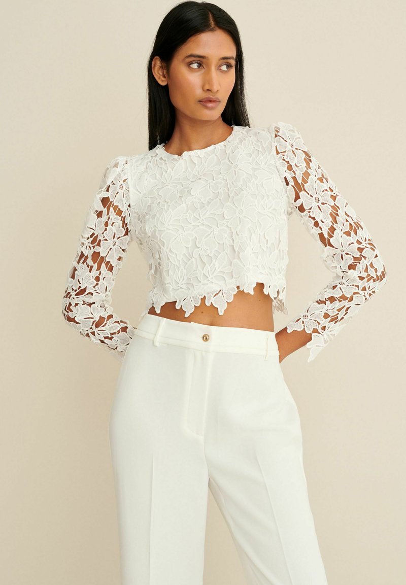 Next OCCASION LACE LONG SLEEVE TOP - Blusa - white/blanco - Zalando.es