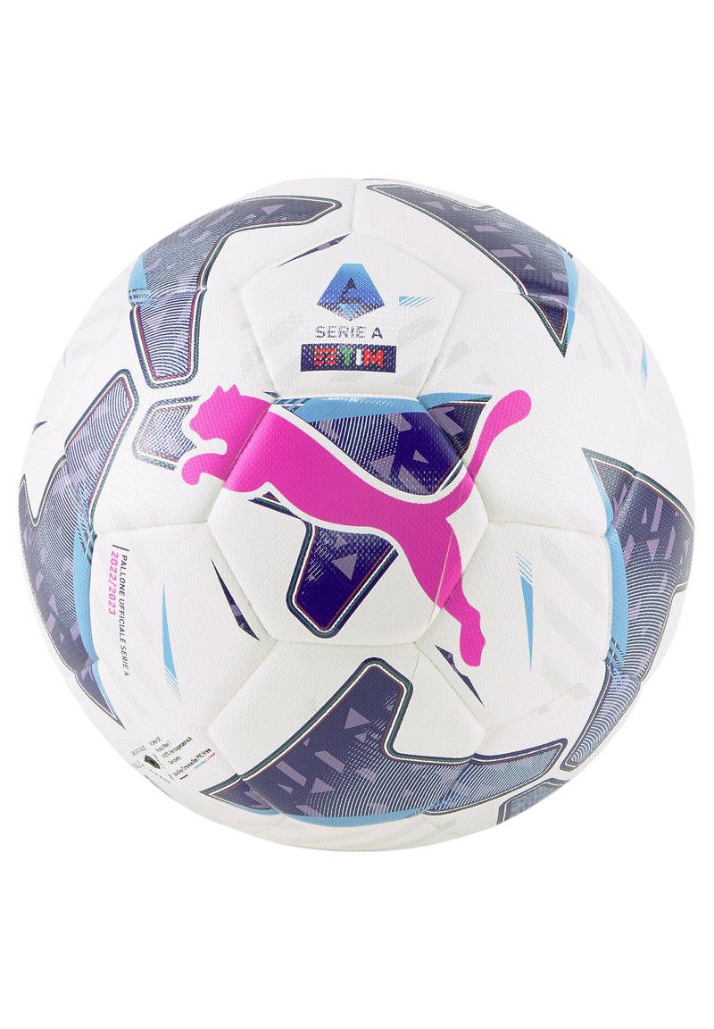 Puma ORBITA SERIE A HYBRID - Calcio - white-blue glimmer-sunset glow ...