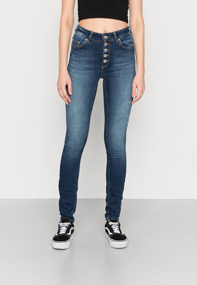 ONLY ONLBLUSH BUTTON - Jeans Skinny Fit - dark blue denim/dark-blue ...