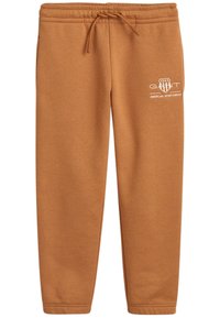GANT CONTRAST SHIELD - Tracksuit bottoms - burnt sugar/brown - Zalando